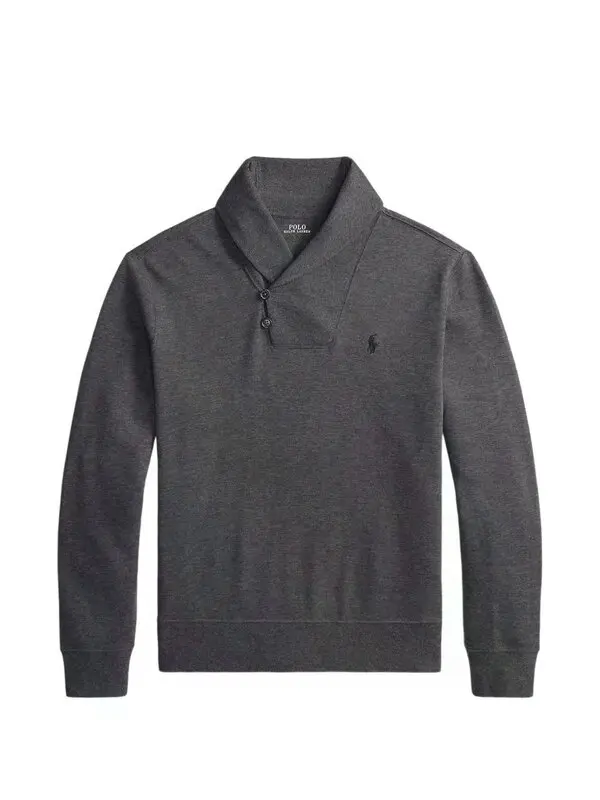 Polo Ralph Lauren Shawl Collar Embroidered Pony Sweater - Grey