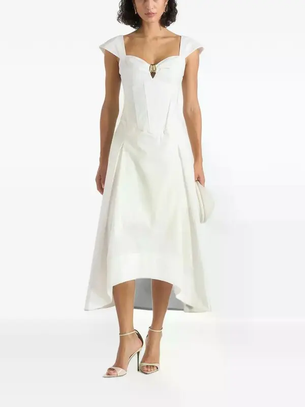 Manière De Voir Cap-sleeve Corset Midi Dress - White