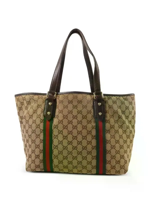 Gucci Gg Canvas Web Tote Bag