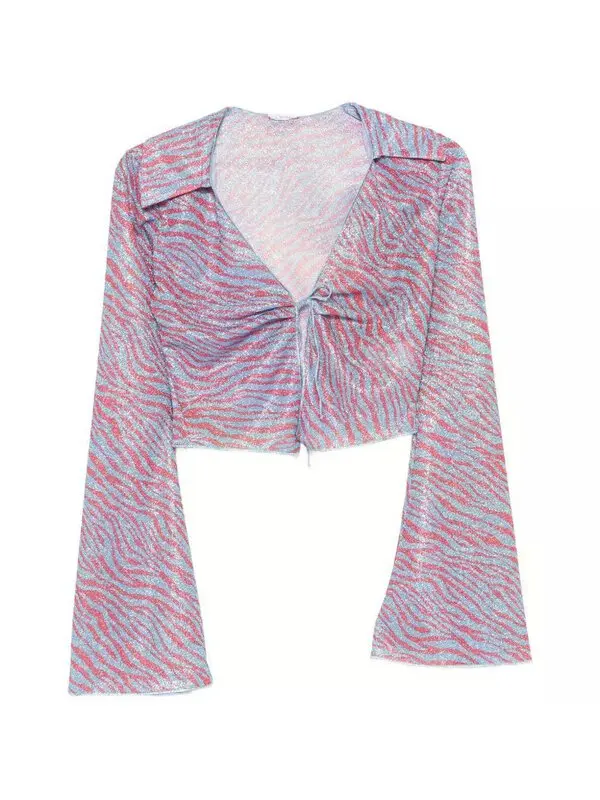 Oseree Animalier Zebra-print Slim-fit Top - Blue