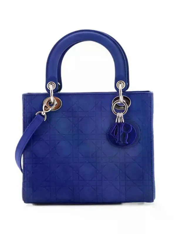 Dior Lady Bag Cannage Embossed Matte Calfskin Satchel - Blue