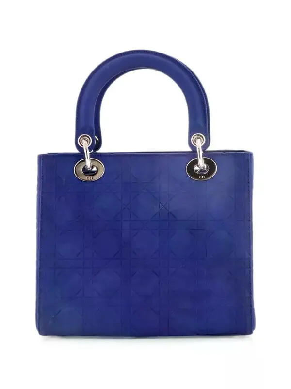 Dior Lady Bag Cannage Embossed Matte Calfskin Satchel - Blue