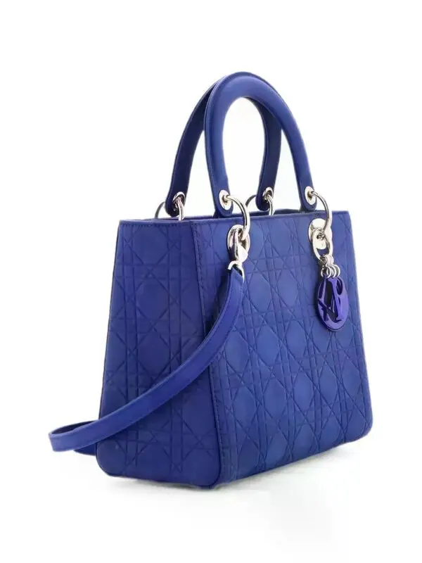 Dior Lady Bag Cannage Embossed Matte Calfskin Satchel - Blue