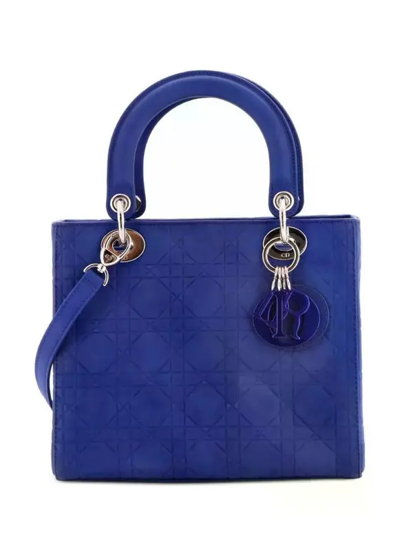 Dior Lady Bag Cannage Embossed Matte Calfskin Satchel - Blue