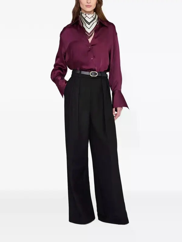 ANINE BING Bridget Long-sleeve Silk Blend Shirt
