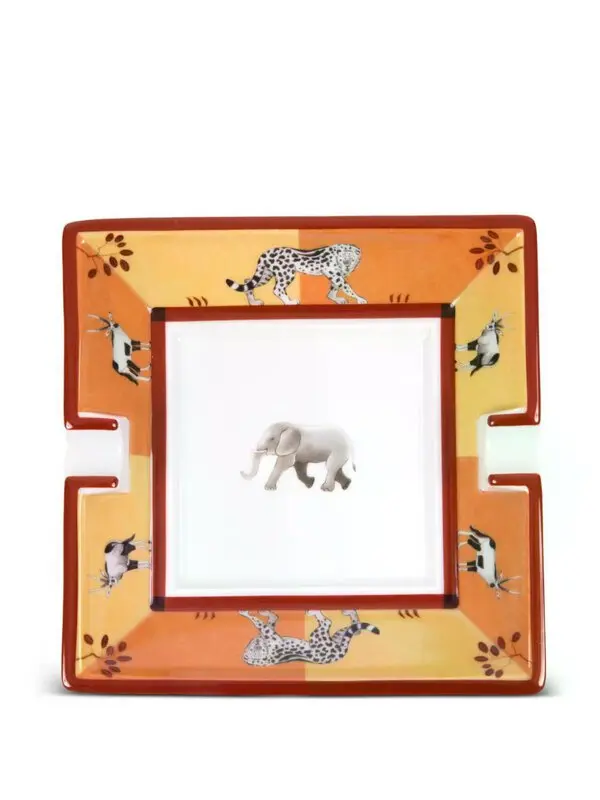 Hermès Porcelain African Square Ashtray - White