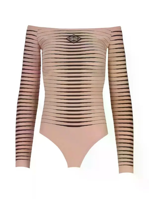 Elisabetta Franchi Striped Off-shoulder Top - Pink