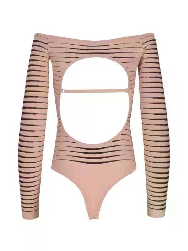 Elisabetta Franchi Striped Off-shoulder Top - Pink
