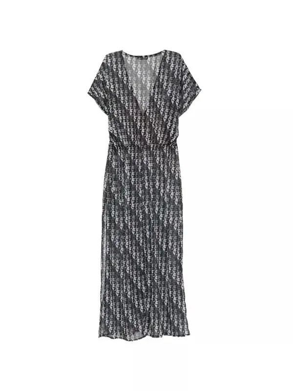 Karl Lagerfeld Monogram Print V-neck Maxi Dress - Black