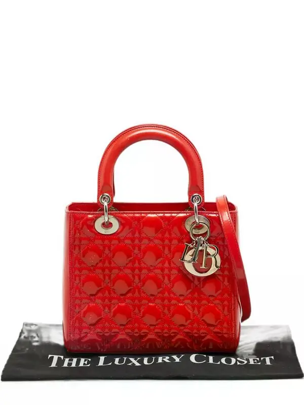 Dior 2012 Medium Lady Cannage Tote Bag - Red