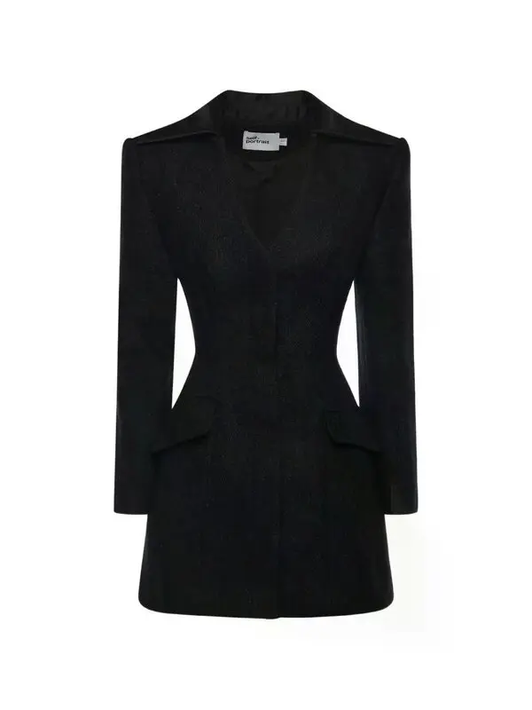SELF-PORTRAIT Button-up Collared Mini Dress - Black