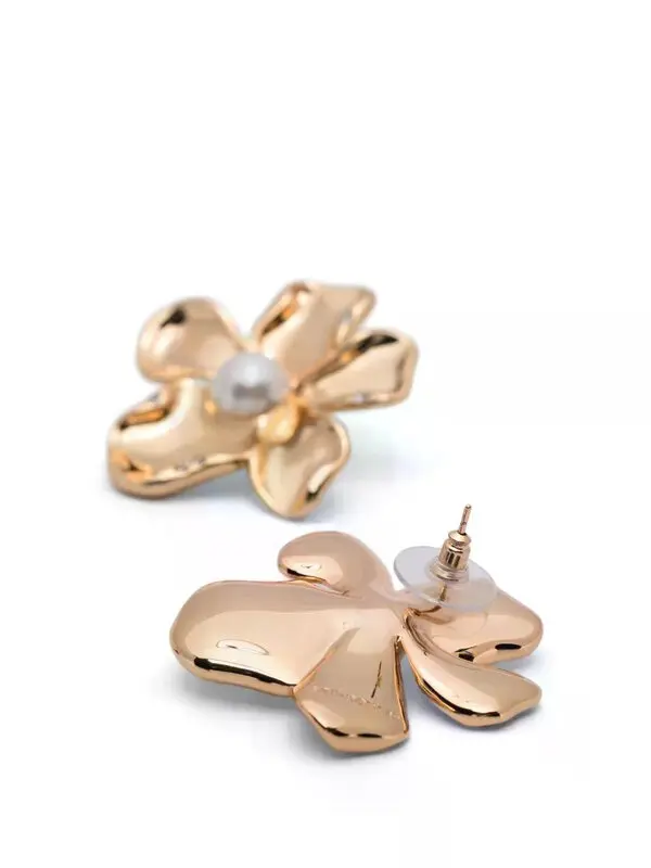 SELF-PORTRAIT Flower Zirconia And Faux Pearl Earrings