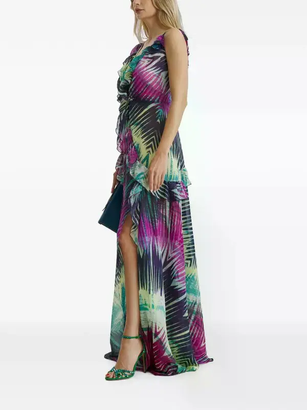 CUANNA Luna Ruffled Fern-print Maxi Dress