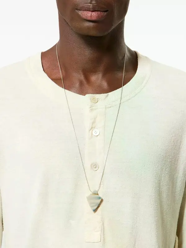 MARANT Annay Chain Necklace With Marbled Resin Pendant - Silver