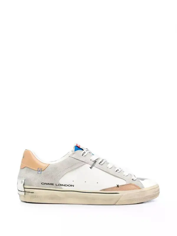 CRIME LONDON Deconstructed Suede-panelled Low-top Sneakers - White