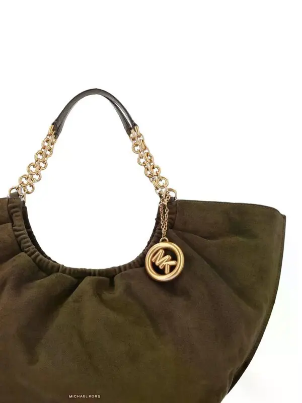 Michael Kors Large Indie Logo-charm Ruched-detailing Tote Bag - Brown