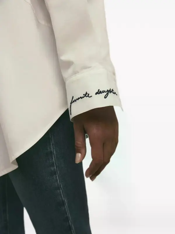 FAVORITE DAUGHTER Zip It Embroidered-cuff Shirt - White