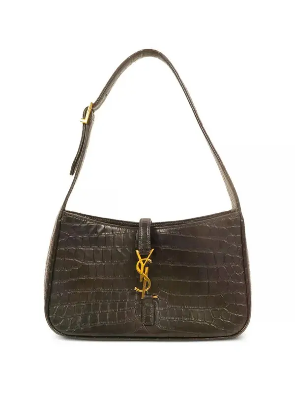 Saint Laurent Le 5 À 7 Croc-effect Shoulder Bag