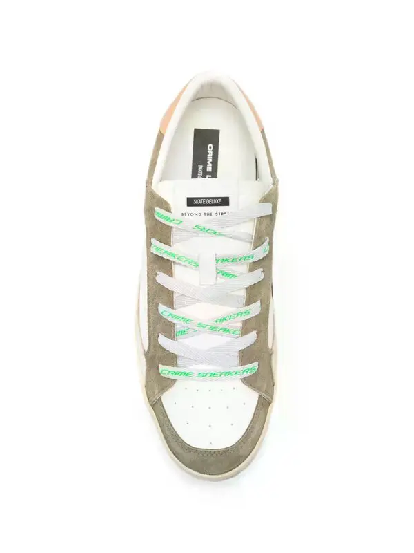 CRIME LONDON Sk8 Deluxe Panelled Leather Sneakers - Green
