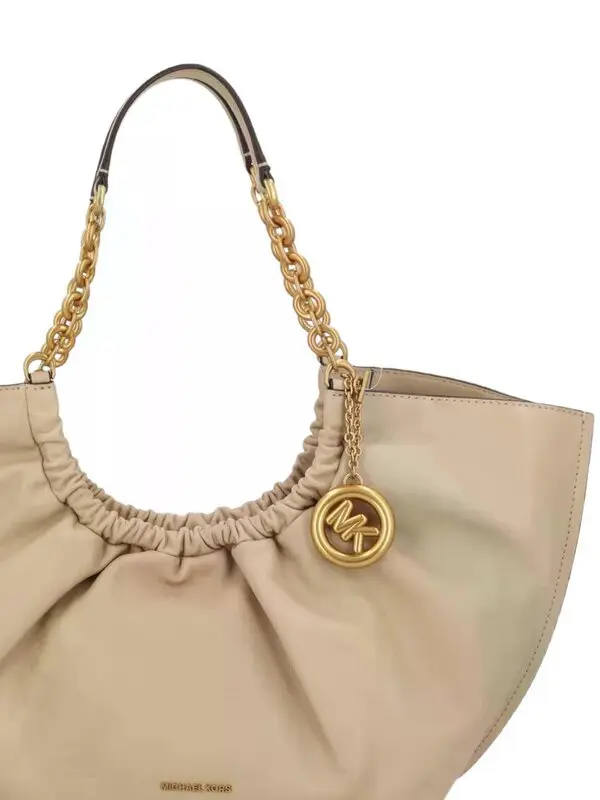 Michael Kors Ruched Tote Bag With Logo Charm - Neutrals