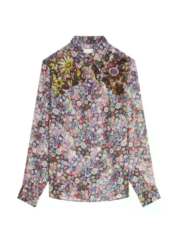 Dries Van Noten Embroidered Viscose Shirt - Blue