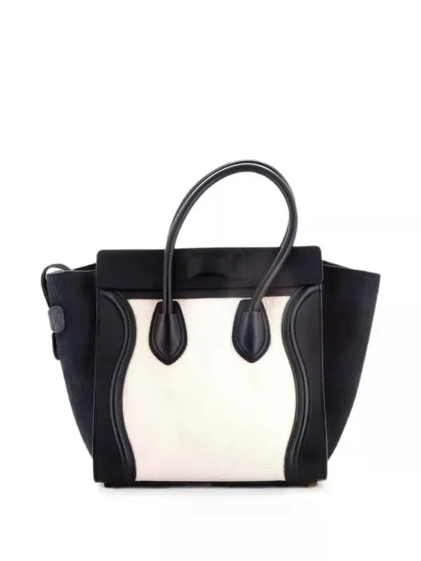 Celine Luggage Bag Leather Micro Tote - White
