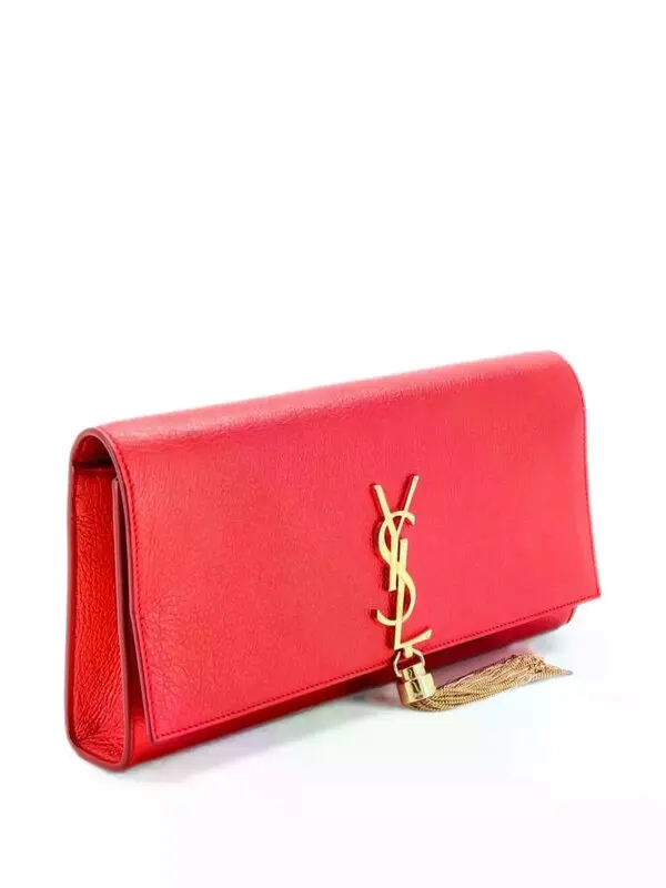 Saint Laurent Classic Monogram Tassel Leather Long Clutch Bag