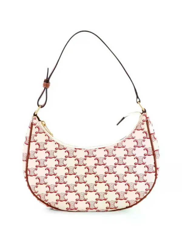 Celine Ava Bag Triomphe Coated Canvas Hobo Bag - White