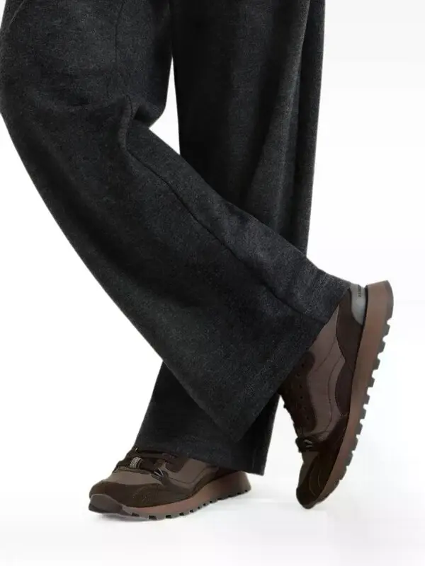 Brunello Cucinelli Suede And Techno-fabric Runners With Shearling Lining And Monili