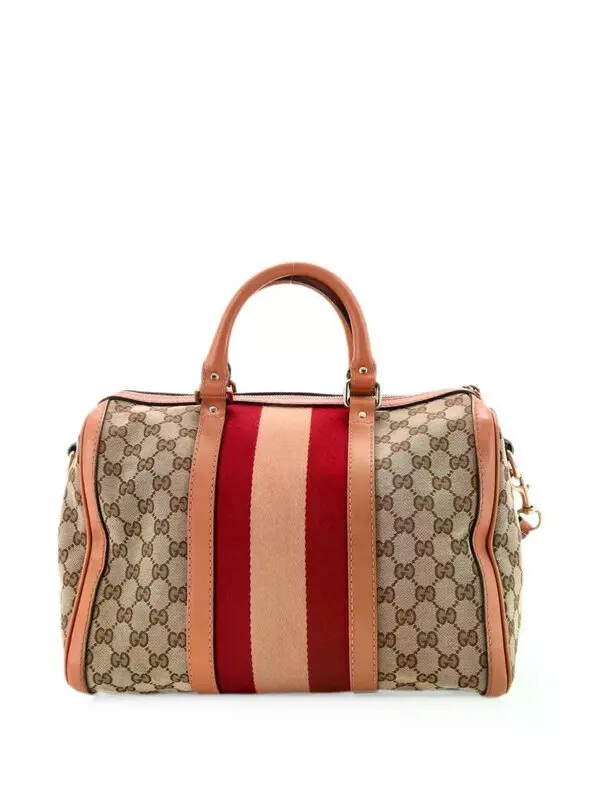 Gucci Vintage Web Boston Bag Gg Canvas Medium Satchel
