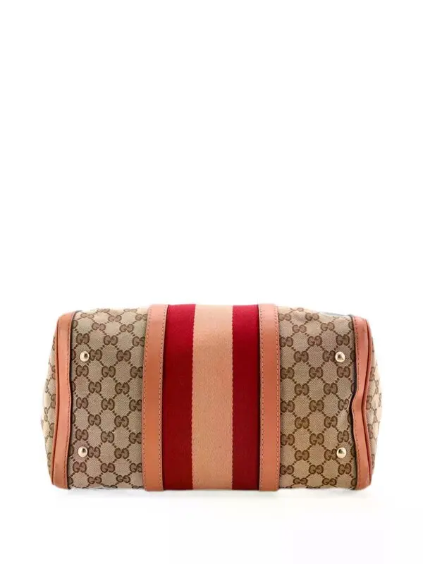 Gucci Vintage Web Boston Bag Gg Canvas Medium Satchel