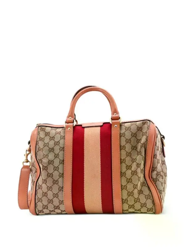 Gucci Monogram Canvas Satchel - Brown
