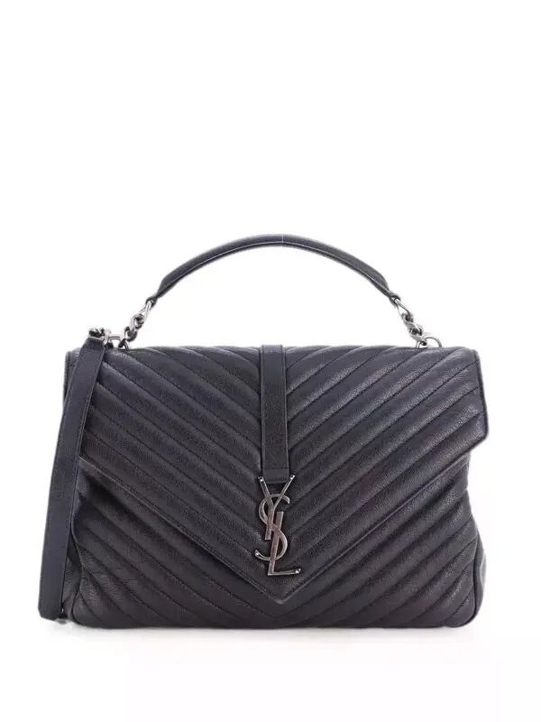 Saint Laurent Classic Monogram College Bag Matelasse Chevron Leather Large Shoulder Bag