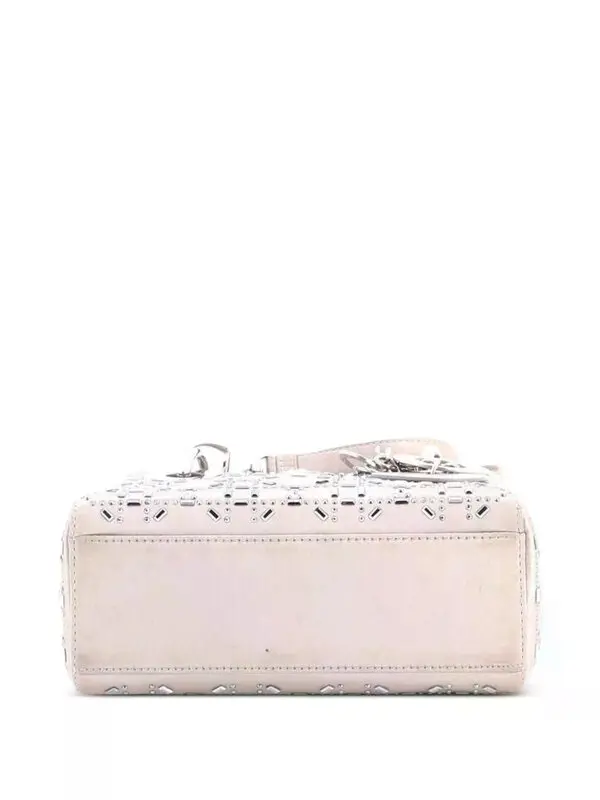 Dior Lady Bag Crystal Embellished Cannage Quilt Satin Mini Satchel - Neutrals