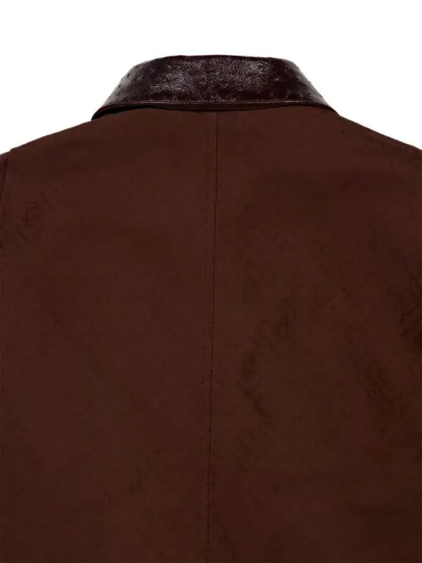 Casablanca Logo Jacquard Leather Collar Jacket