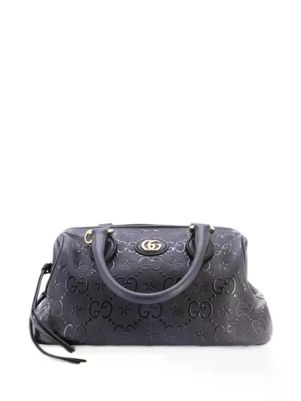 Gucci Star Gg Embossed Leather Small Shoulder Bag - Black