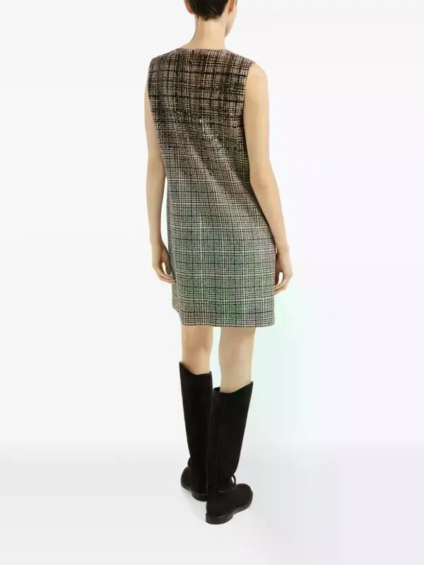 Brunello Cucinelli Checked Alpaca And Wool Mini Dress With Embroidered Detail