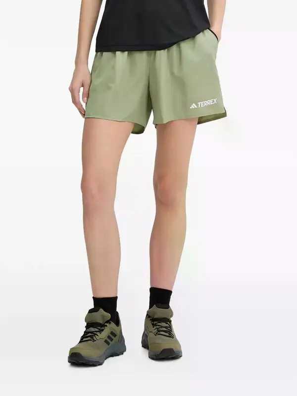 Adidas Logo Print Elasticated Waistband Shorts - Green