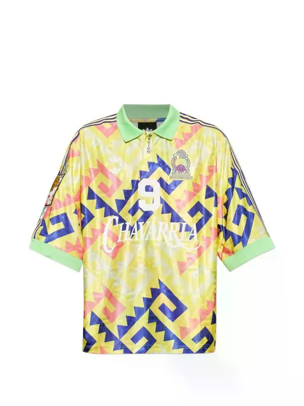 Adidas X Willy Chavarria Aop Goalkeeper Geometric-print Polo Shirt - Yellow