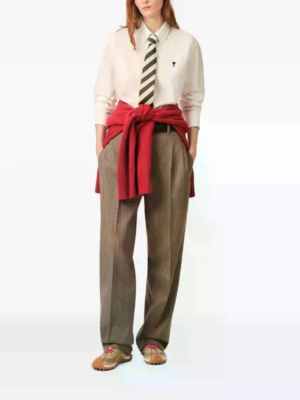 AMI Paris Striped Wool Two-pleats Trousers