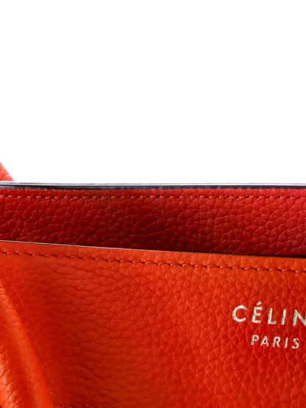 Celine Luggage Bag Grainy Leather Micro Tote Bag - Orange