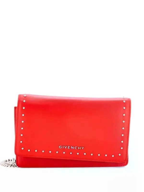 Givenchy Pandora Chain Wallet Studded Leather Crossbody Bag - Red