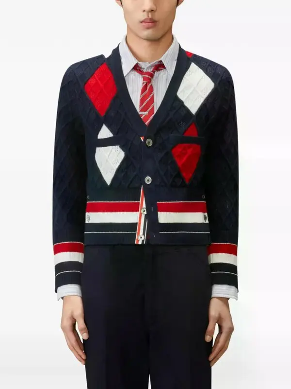 Thom Browne Argyle Intarsia Cashmere Cardigan