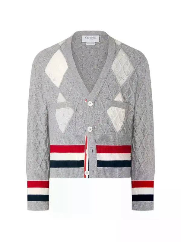Thom Browne Argyle Intarsia Cashmere Cardigan - Blue