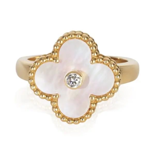 Van Cleef & Arpels Yellow Gold Mother Of Pearl And Diamond Vintage Ring - Yellow_gold