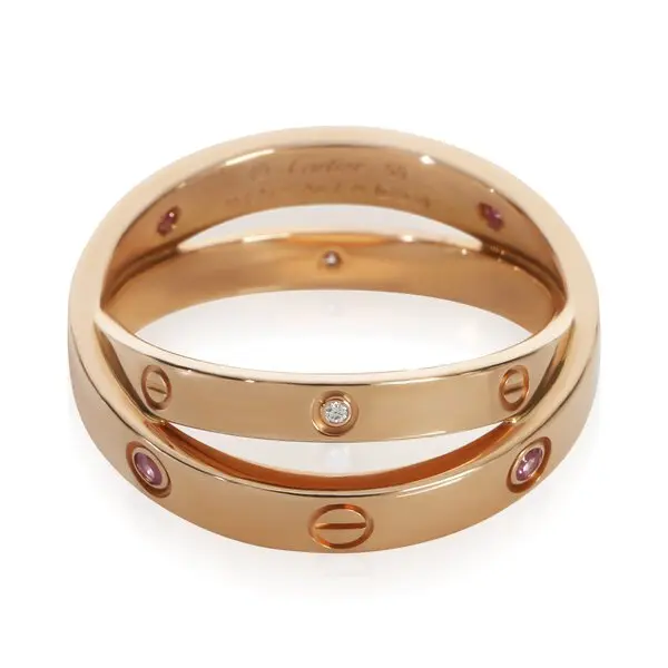 Cartier Rose Gold Sapphire And Diamond Double Love Ring