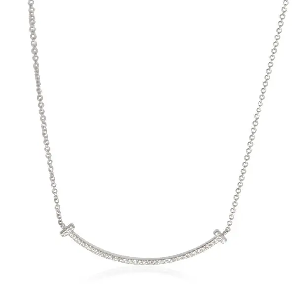 Tiffany & Co. Diamond T Smile Necklace In White Gold