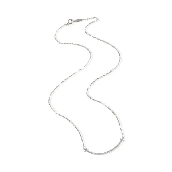 Tiffany & Co. Diamond T Smile Necklace In White Gold