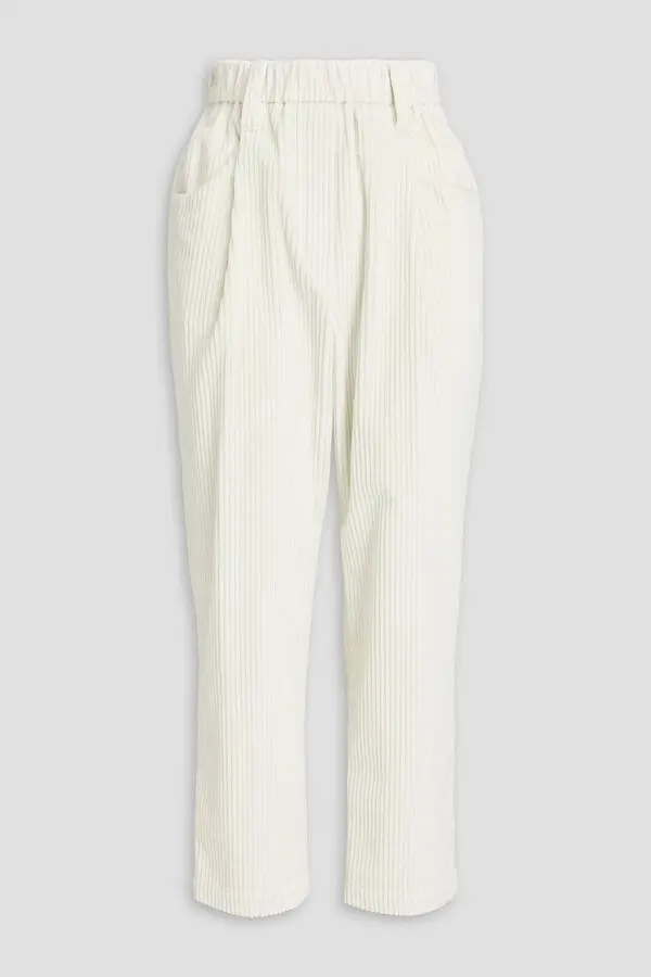 Brunello Cucinelli Cropped Pleated Cottoncorduroy Tapered Pants