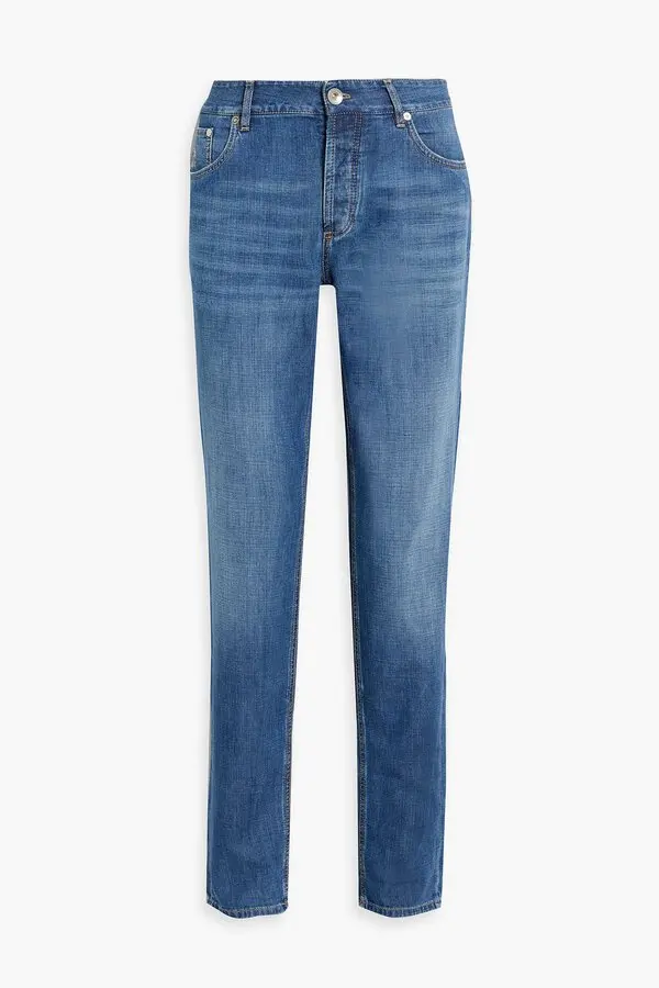 Brunello Cucinelli Highrise Tapered Jeans - Mid Denim
